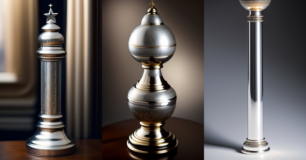 Lexica - Tall silver staff with starlight on top, photograph