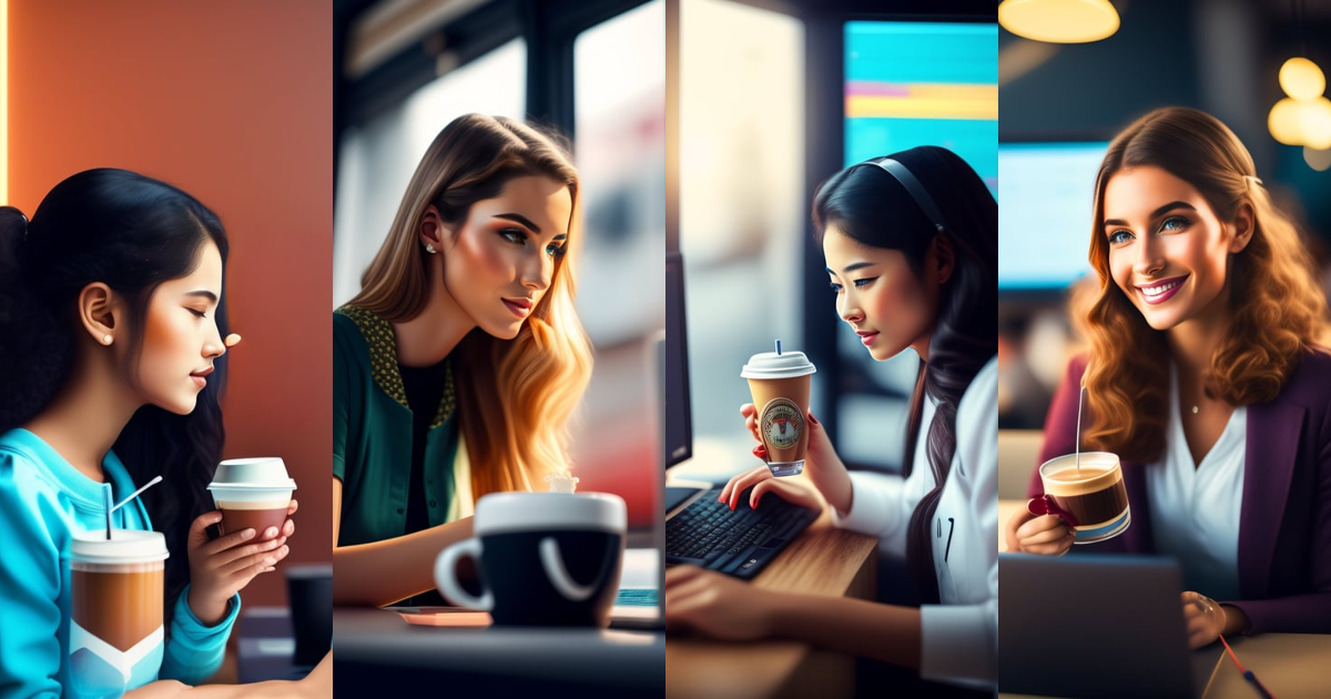 Lexica - Girl coding with a coffe