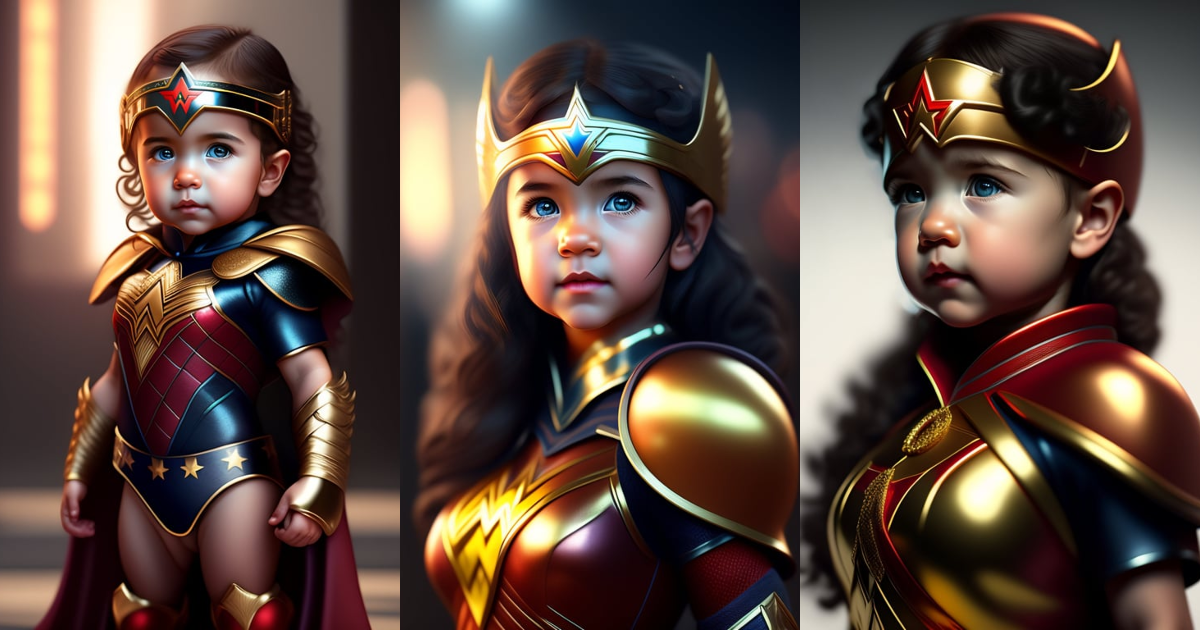 Lexica - Baby wonder woman, moonwalker, render, rembrandt, cgsociety, artstation trending ...