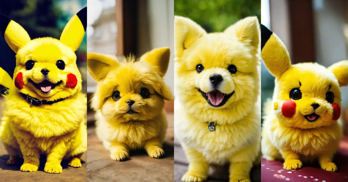 Lexica - Pikachu if it was a dog, cute fluffy yellow fur, cute face ...