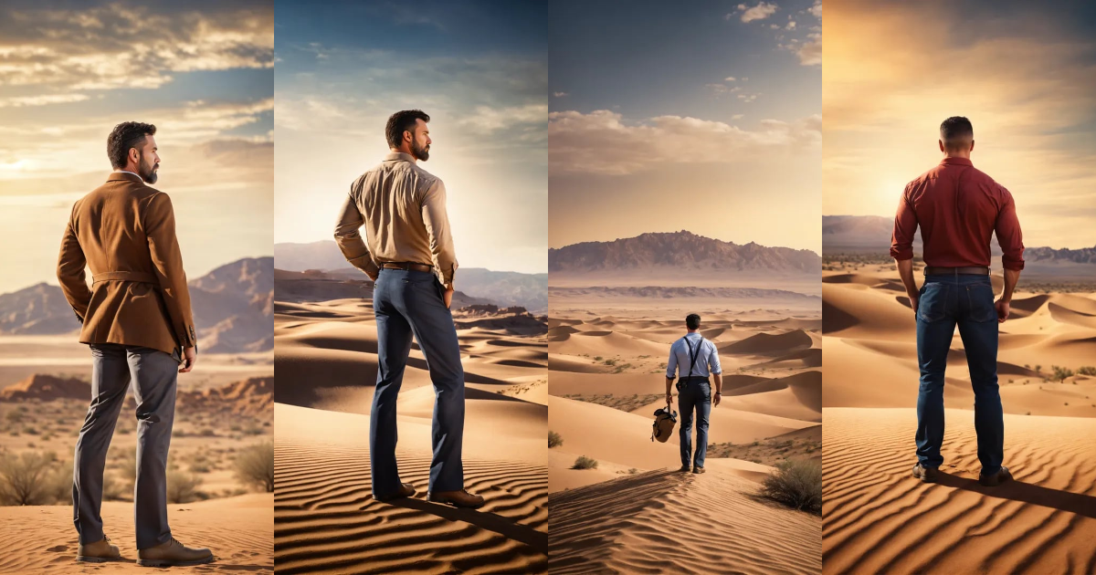 Lexica - Design a compelling image, rugged and strong man from behind ...