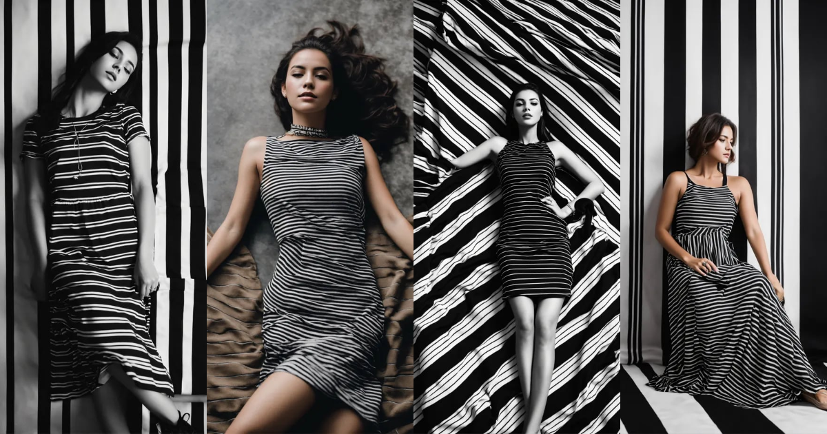 Lexica - A black and white striped photography background, a woman ...