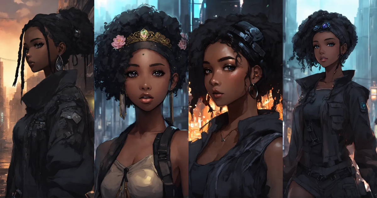 Lexica - Beautiful black princess, in a dark dystopian city, anime art ...