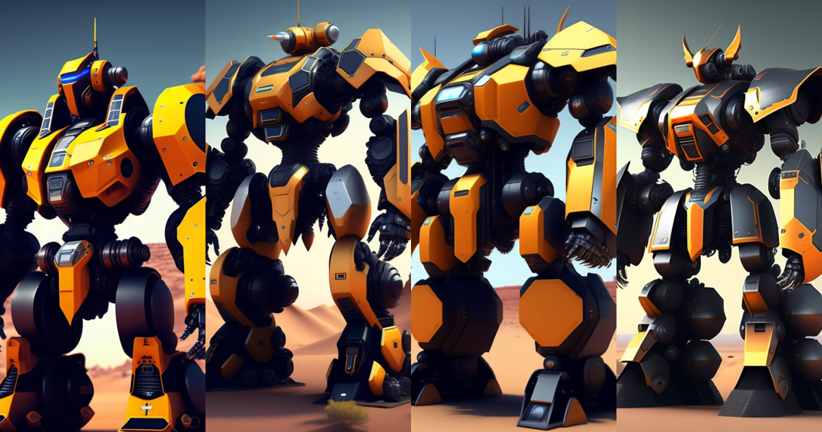 Lexica - Digital render of mech robot, hexagonal, metal plates ...