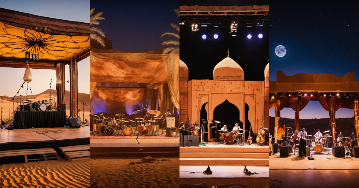 Lexica - Desert arabian themed concert stage with live music bands