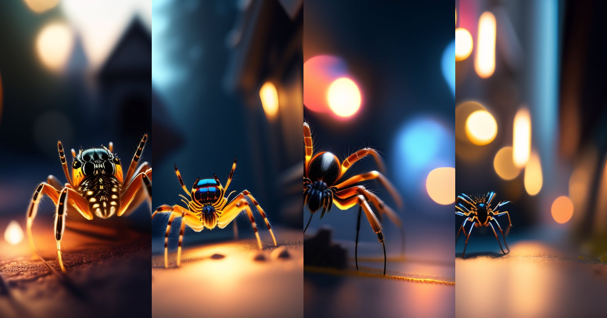 Lexica - Spiders running , 4k , illumination , unreal engine 5 , octane ...