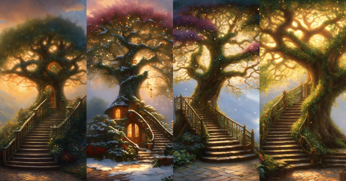 Lexica - The inside of a magical Elvish Tree, stairs carved on the ...