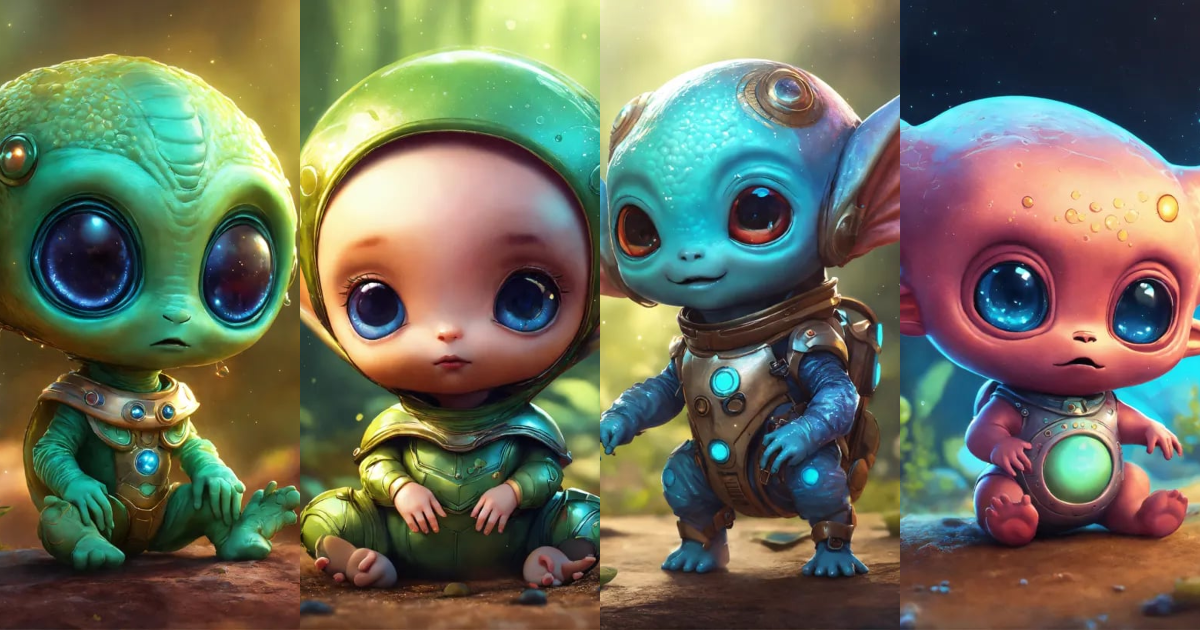 Lexica - Cute and adorable cartoon alien baby, fantasy, dreamlike ...