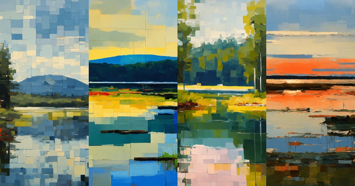 Lexica - Wisconsin lake, recursive art, oil painting, recursive art ...