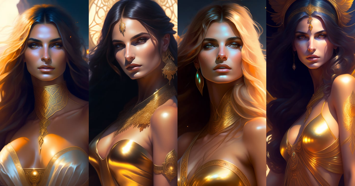 Lexica - A beautiful cinematic female sand goddess, emily ratajkowski, large size, golden dress ...
