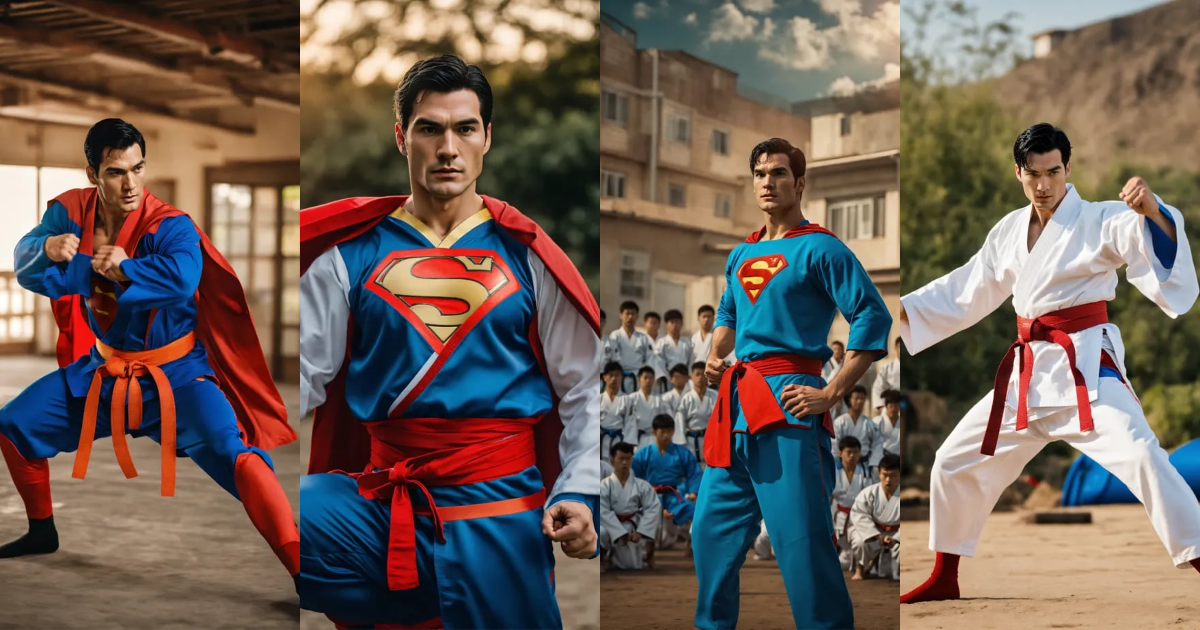Lexica - Superman The is dressed in karate clothes, fighting martial ...