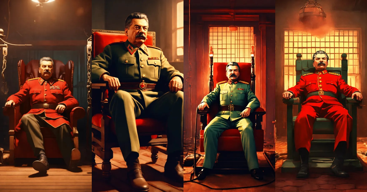 Lexica - Illustration Stalin dead in the electric chair. super ...