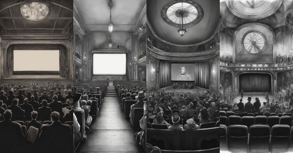 Lexica - A scene of people watching a film in a victorian, Steampunk ...