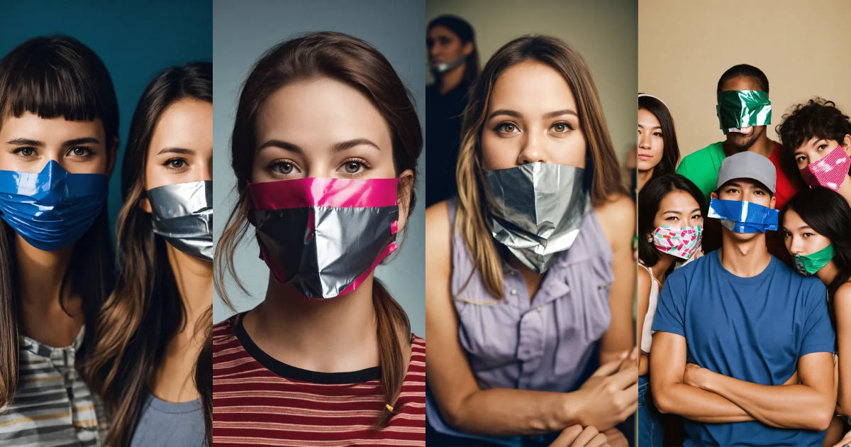 Lexica - People with duct tape over their mouth