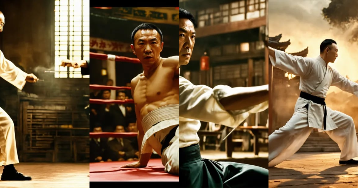 Lexica - Produce me an image of Ip man in fighting action, movie image ...