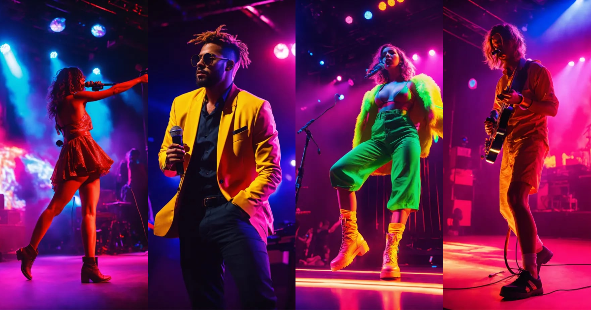 Lexica - Cinematic photography, modern, artist on stage performing ...