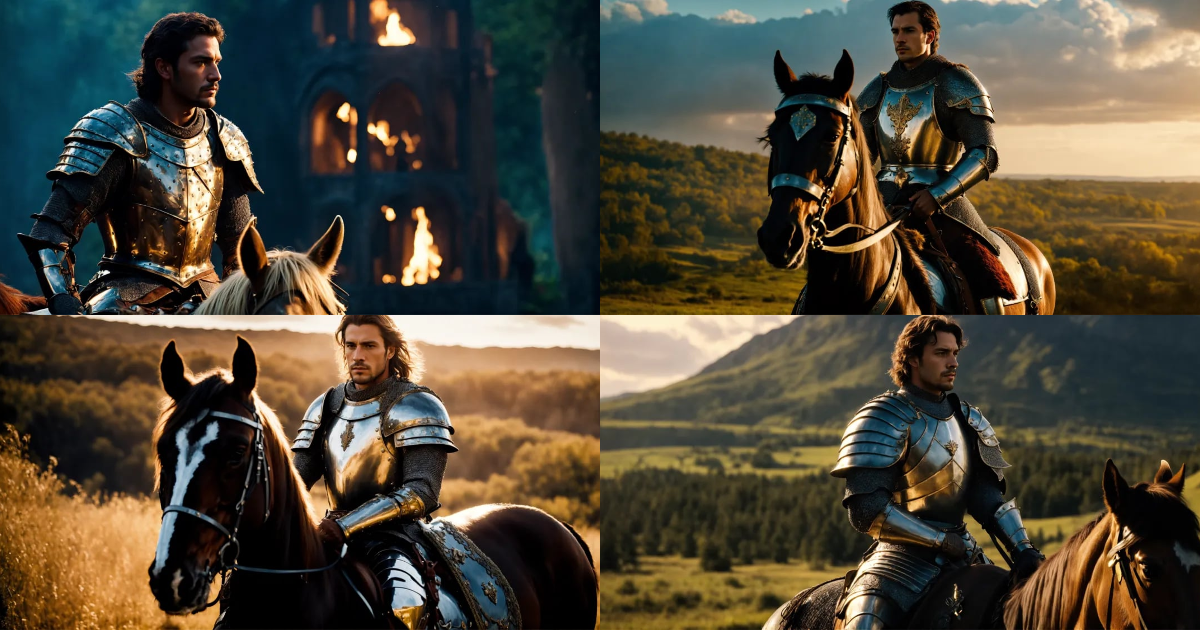 Lexica - Handsome Knight with detailed armour on Horseback, Cinematic ...