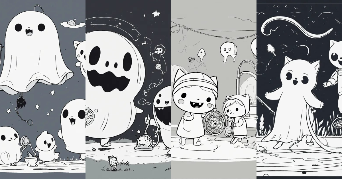 Lexica - Cute Catched Ghosts Children playing with a ghost catcher. for ...