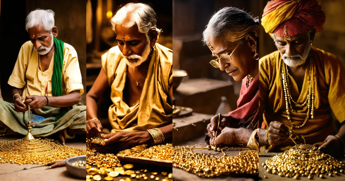Lexica - Old goldsmith of india working to make golden jewellery from ...