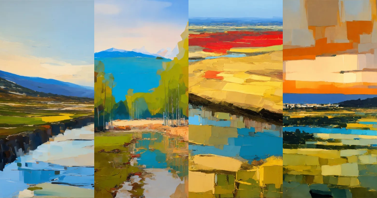Lexica - Landscape, oil painting, transparent, in style, generative art ...