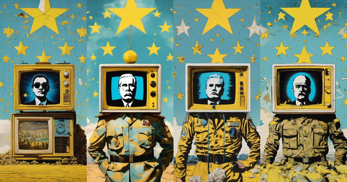 Lexica - A human dictator with television-head on a war propagand art ...
