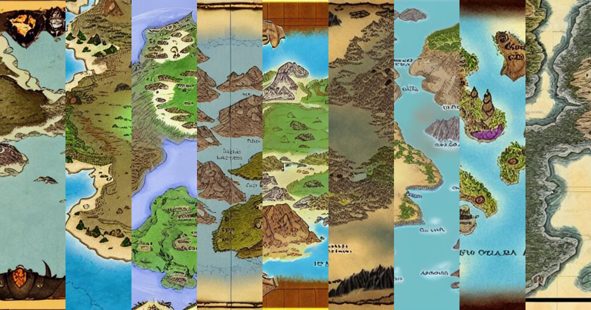 Lexica - Dnd world map, mountains, villages, rivers, oceans, islands