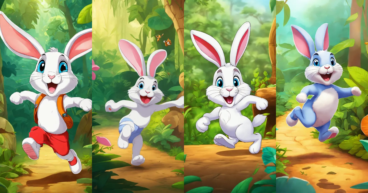 Lexica - Let cartoon rabbit run in jungle