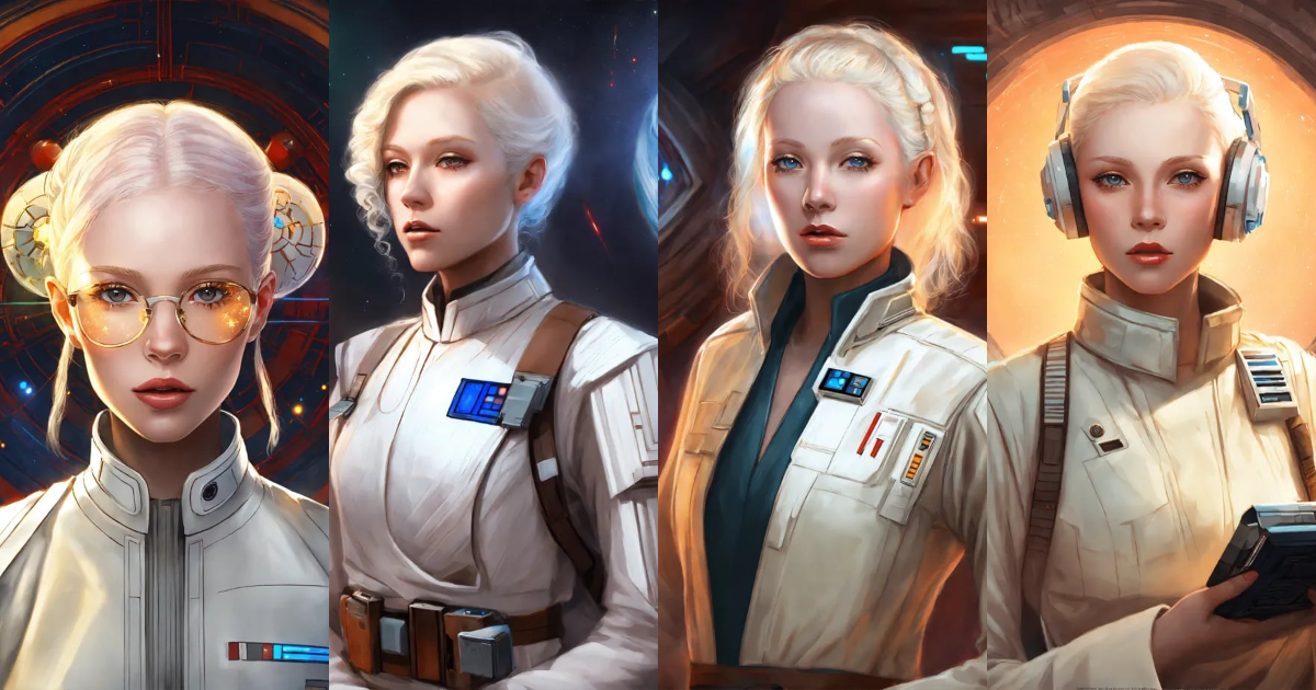 Lexica - Digital art of a female albino Star Wars scientist.