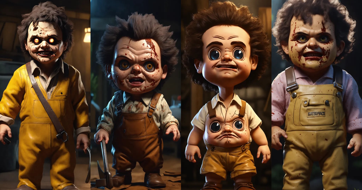 Lexica - Leatherface as a cute baby, cartoon effect, very big eyes ...