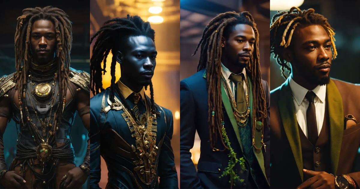 Lexica - Elegant alien black men with a dreadlock in front of you and ...