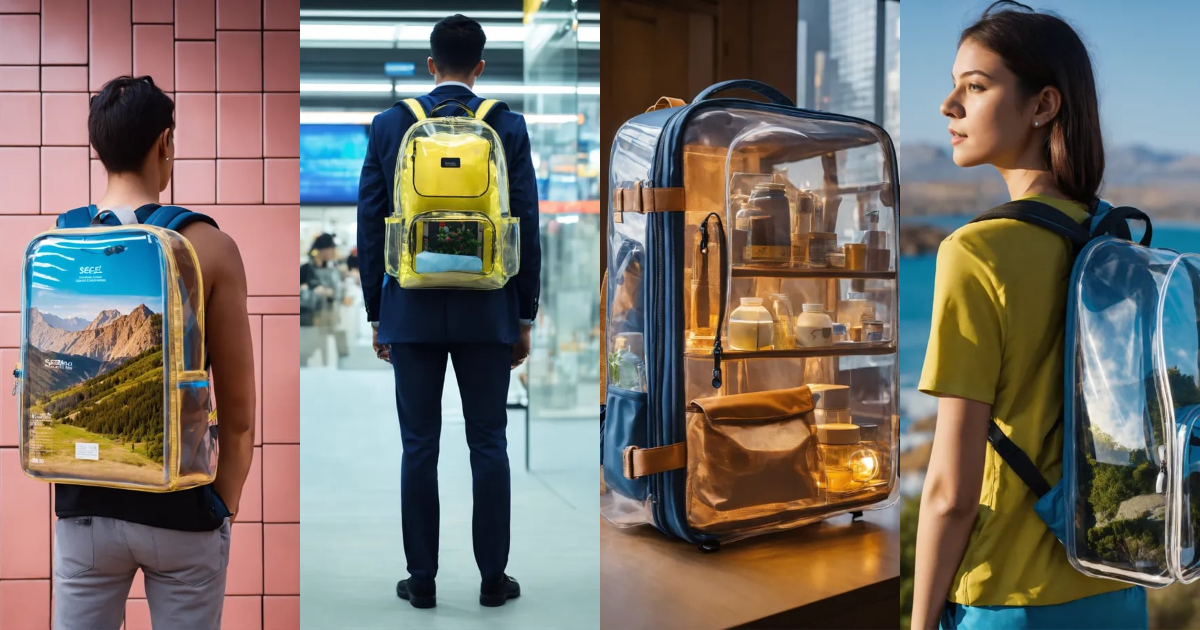 Lexica - A see through glass backpack, very heavy, product advertisement