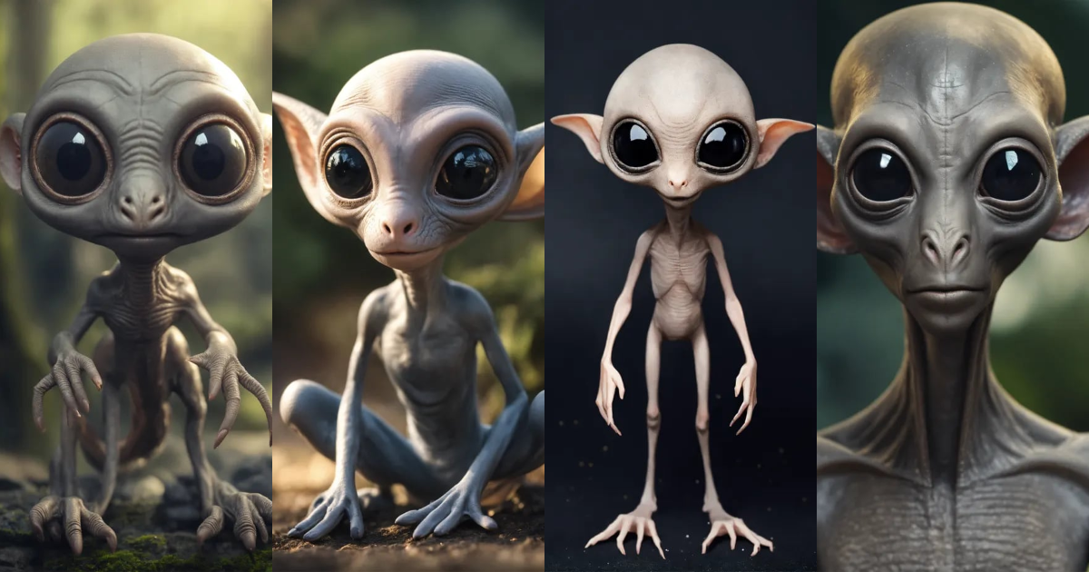 Lexica - Gray alien creature with huge eyes, bald. instead of a nose ...