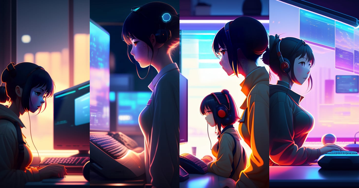 Lexica - Create a high resolution artwork of lofi ,Anime Girl is ...
