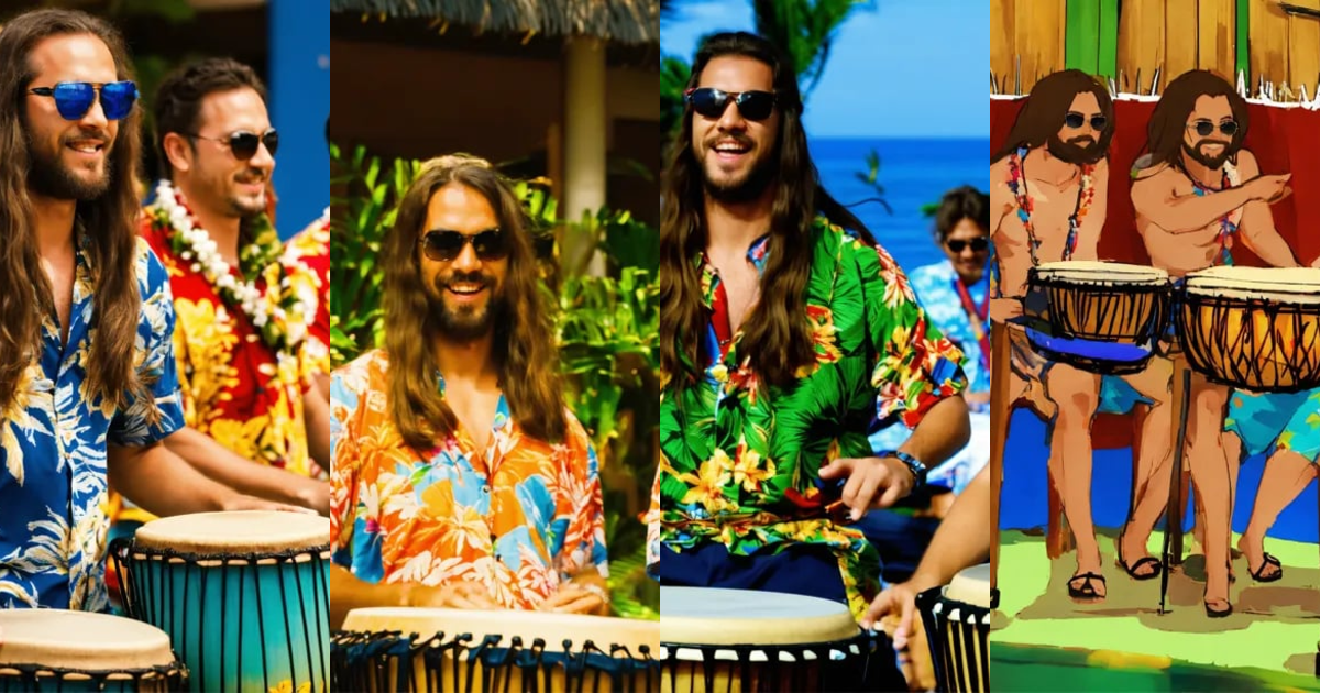 Lexica - May people with hawaii shirts and long hair and sunglasses ...