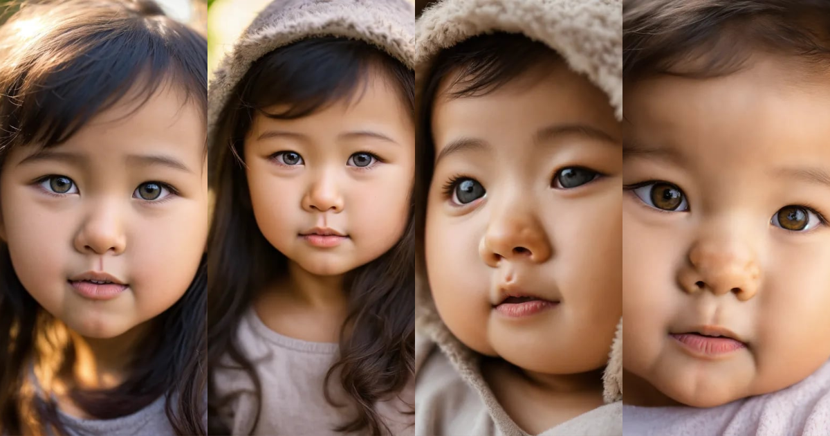 Lexica - Asian and caucasian mixed baby with grey eyes and brown hair