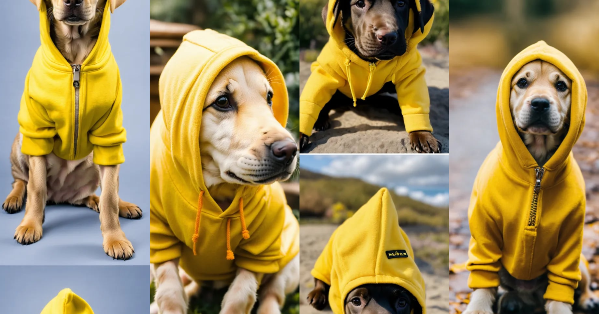 Lexica - 2 cheerful miniature labrador puppies wearing mellow yellow ...
