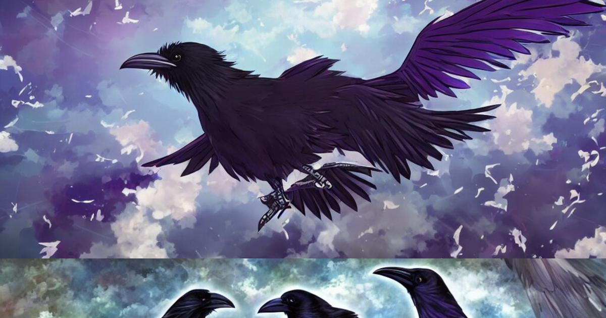 Lexica - Anime visual key of a raven presenting academic thesis, pixiv ...