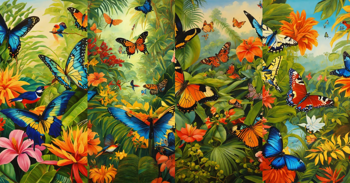 Lexica - Painting of the flora and fauna of Panama, such as colorful ...