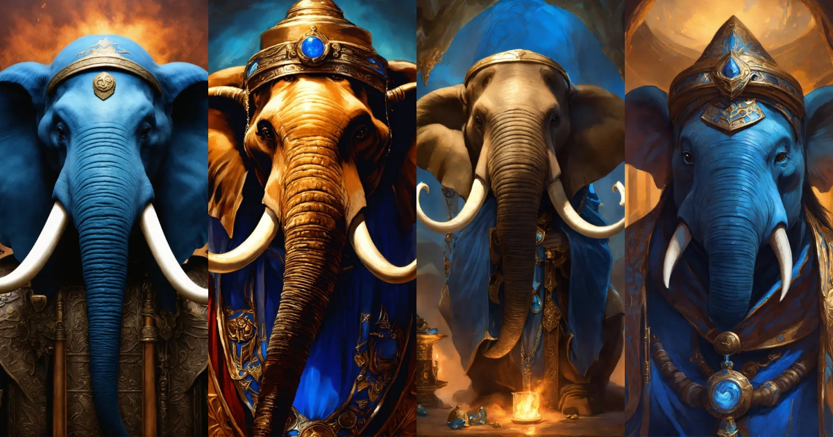 Lexica - Fantasy Portrait of a Loxodon sorcerer, bronze tusks, soft ...