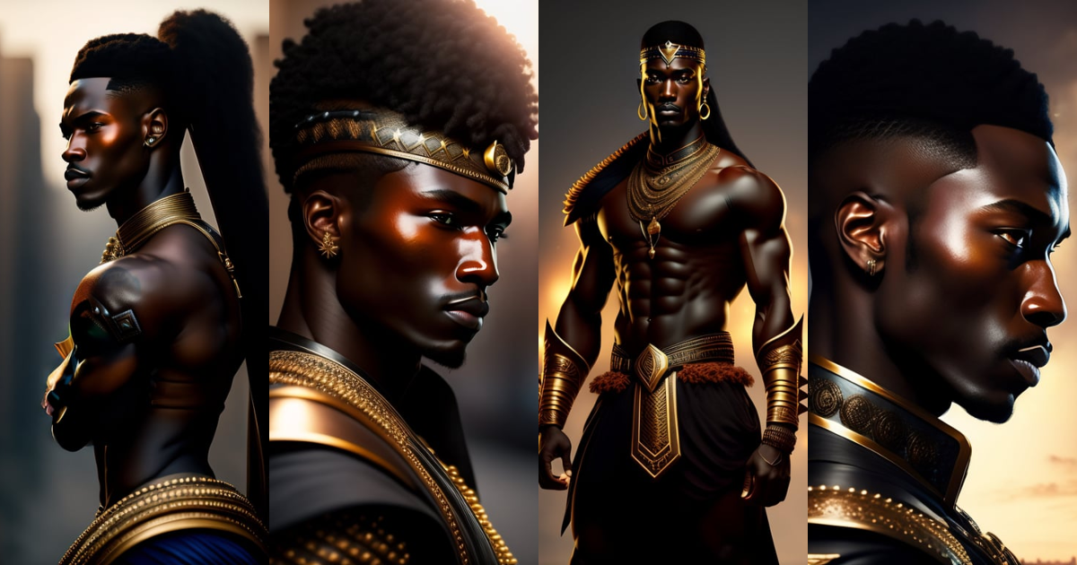 Lexica - Urban male warrior archer dark skin tone mysterious