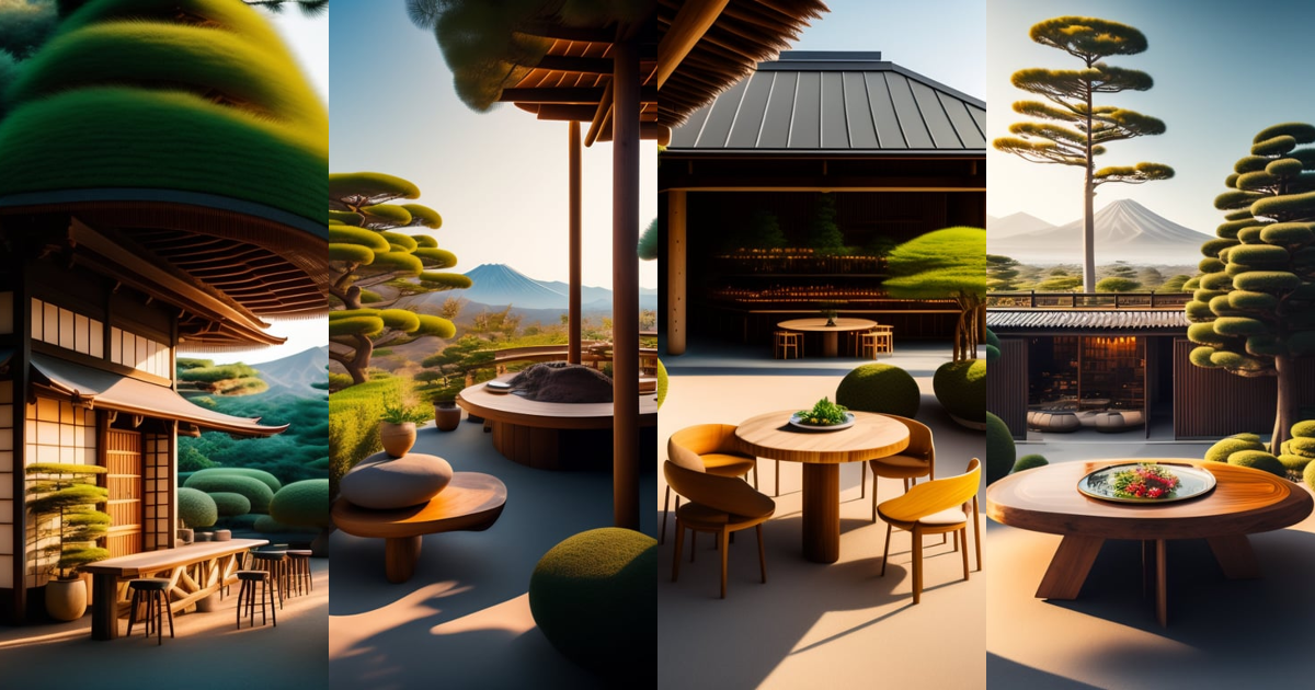 Lexica - Japan, terrace, food, desert, Teahouse plant Eating and ...