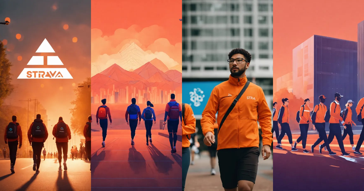 Lexica - A group of employee walking together, using strava logo ...