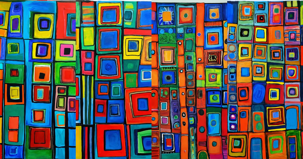 Lexica - Drawing squares in the style of Hundertwasser, acrylic paint