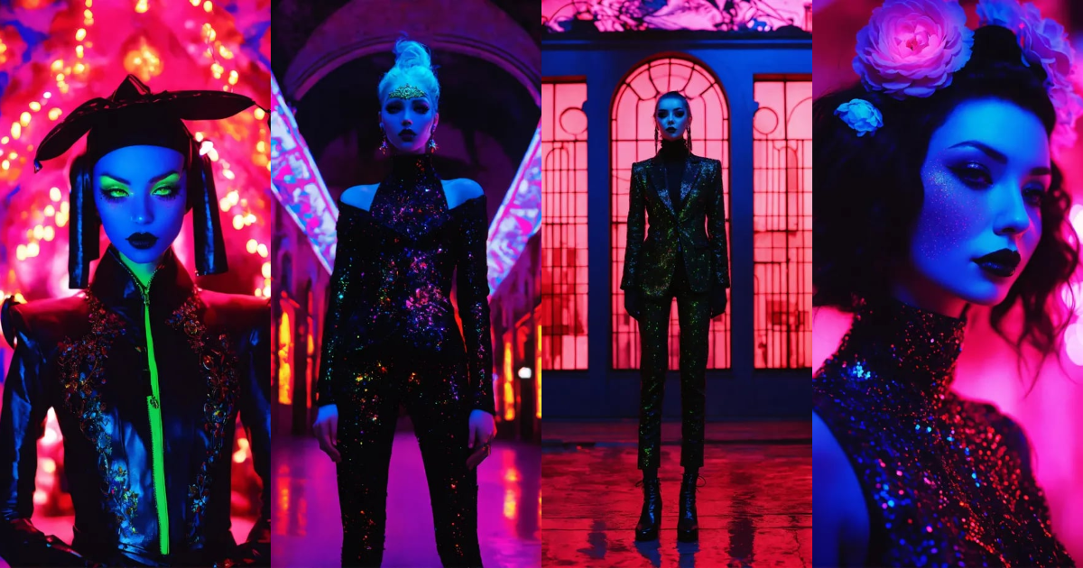 Lexica - Full body portrait Fashion, of a single person DMT black light ...