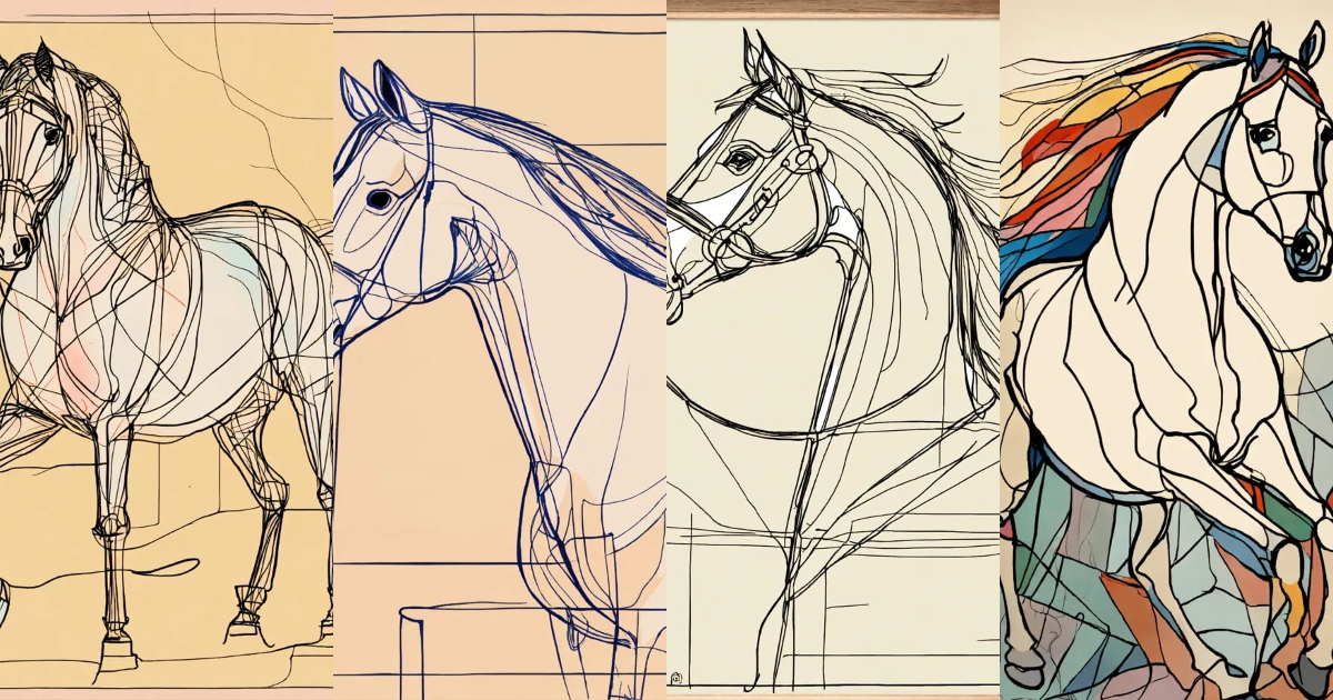 Lexica - Horse, one line drawing, bold sketch inspired by bauhaus and ...