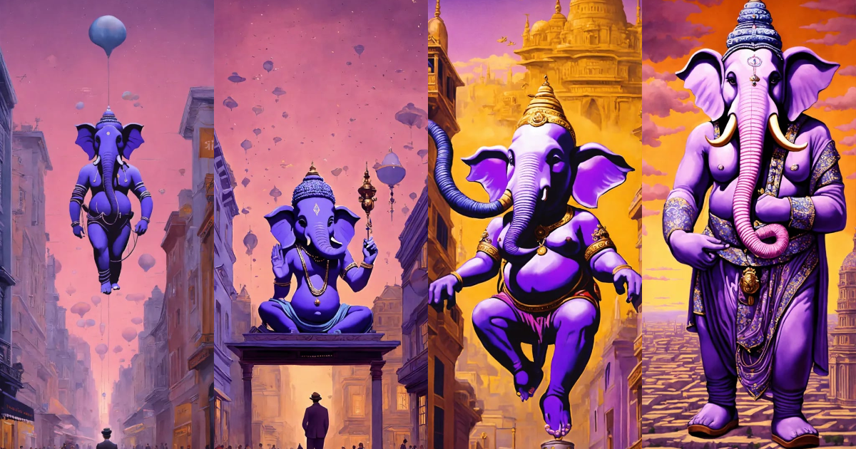Lexica - Ultra-detailed illustration of "Ganesha with a jetpack" in a ...