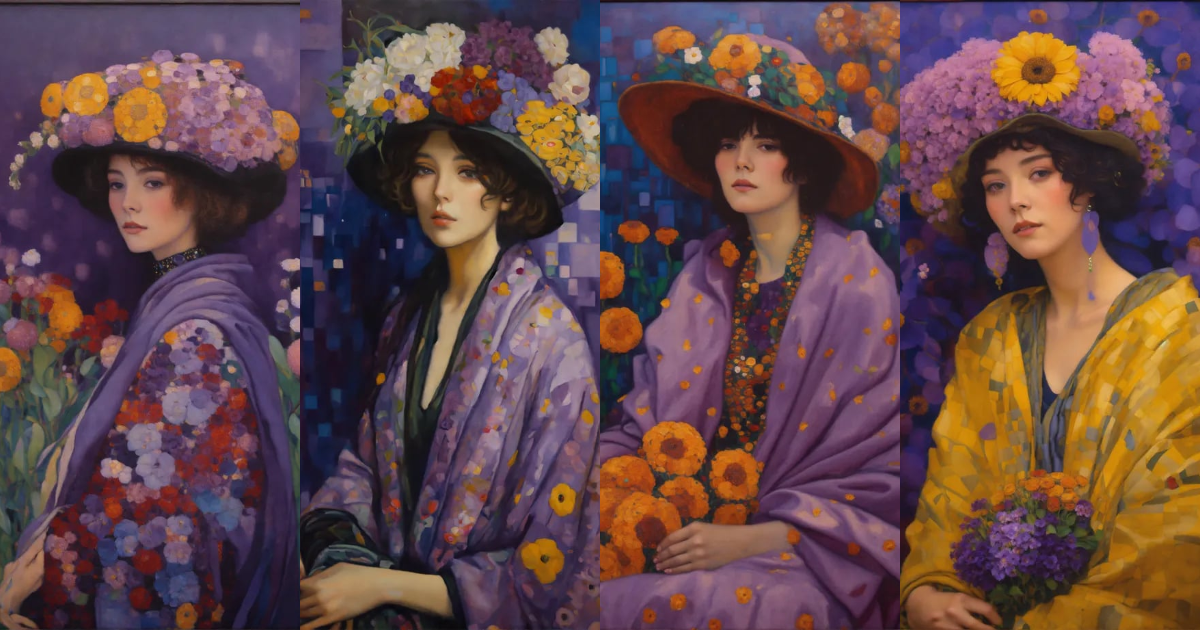 Lexica - Oil painting of a fashionable homeless woman, flowers , by ...