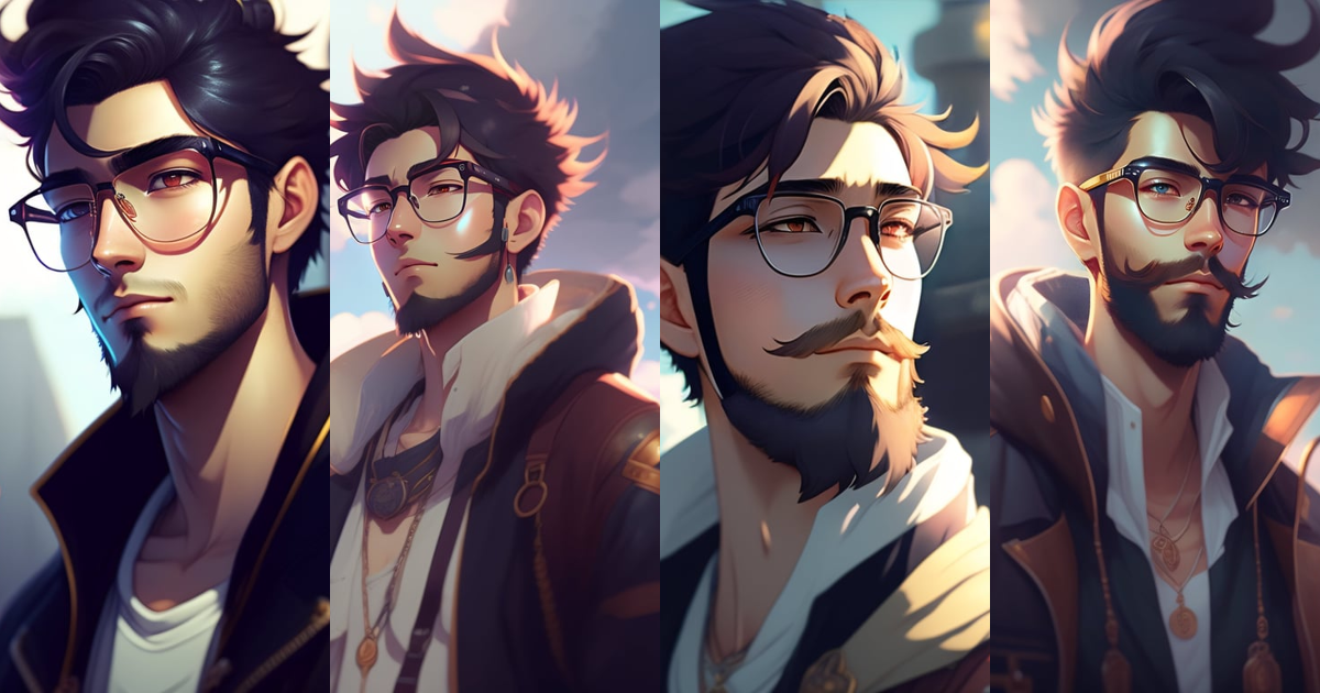 Lexica - Bearded guy with messy hair 21 years old,coder,wearing round ...