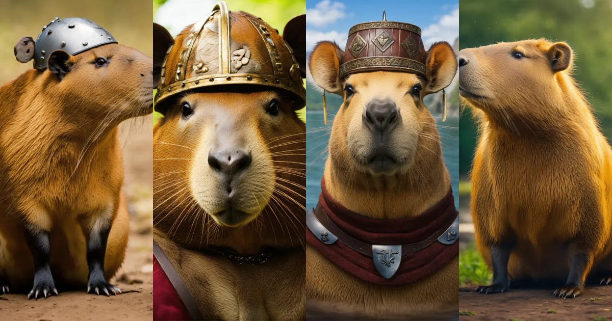Lexica - Square head capybara viking