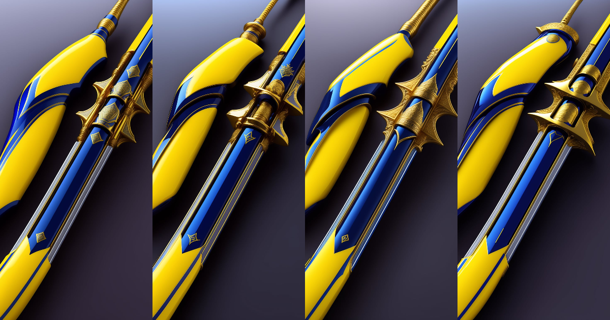 Lexica - Futuristic, blade runner themed yellow and blue sword, concept art